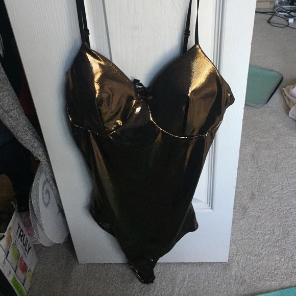 Tops | Gold Sparkly Bodysuit | Poshmark